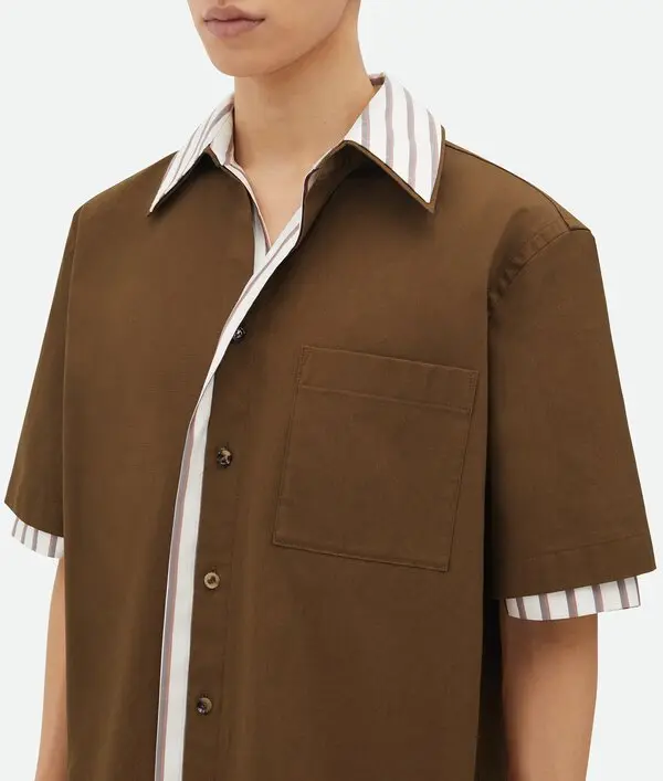 Bottega Veneta Double Layer Cotton And Silk Shirt - Cedar / White